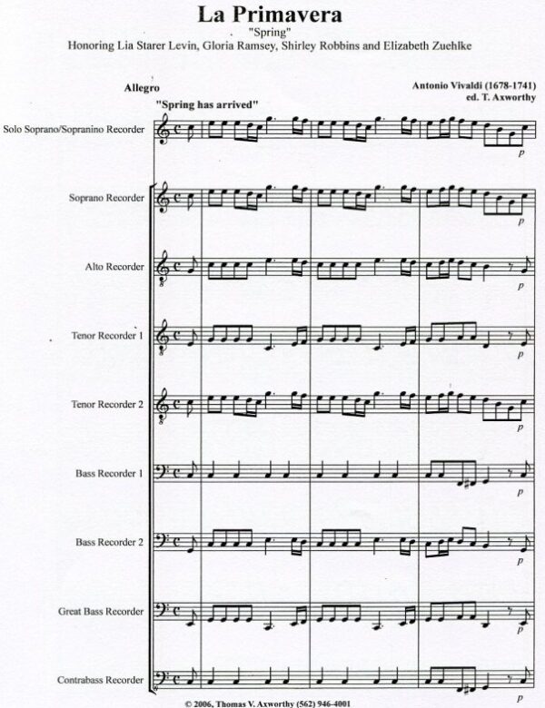 La Primavera – ‘Spring’ – Boulder Early Music Shop